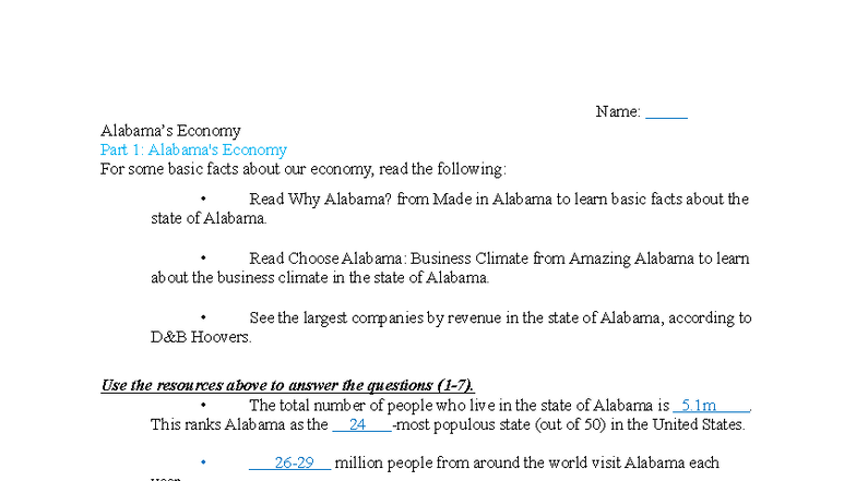 Alabama's Economy Overview: Key Facts & Insights (ECO 101) - Studocu