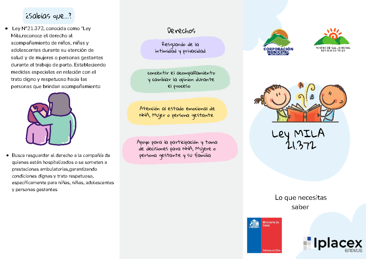 Folleto Tríptico sobre la Ley MILA 21.372 y Acompañamiento en Salud ...