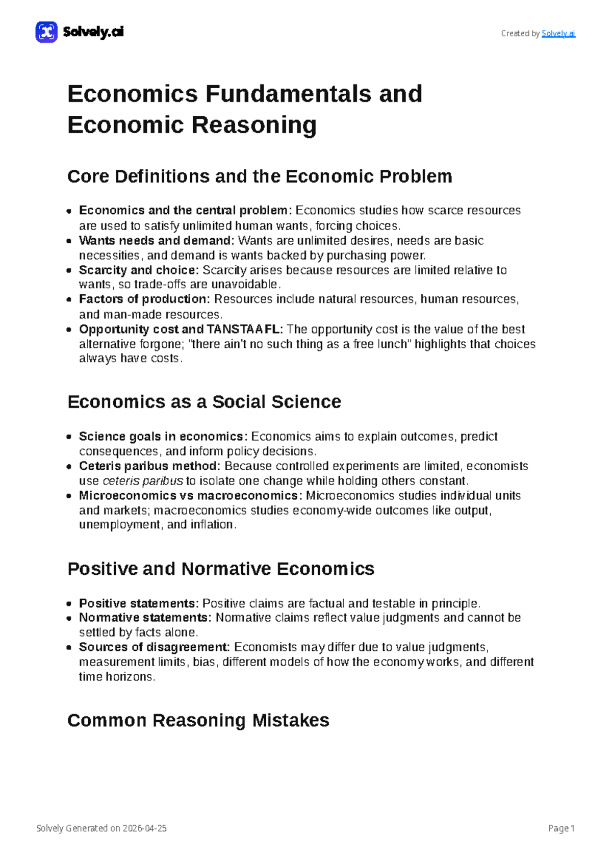 Chapter 5 Study Notes: Economics Fundamentals & Key Concepts - Studocu