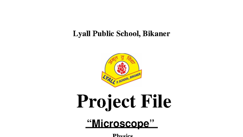 Physics Class XII Term II Practical Project on Microscopes - Studocu