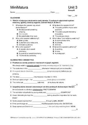 English adventure 3 unit test 5 - 0 – 3 4 – 67 – 10 52 Photocopiable ...