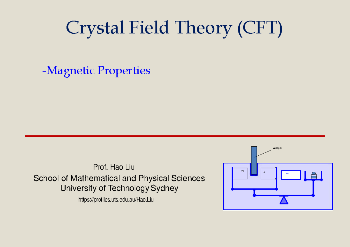Week 6 Magnetic Properties: Crystal Field Theory (CFT) Insights - Studocu
