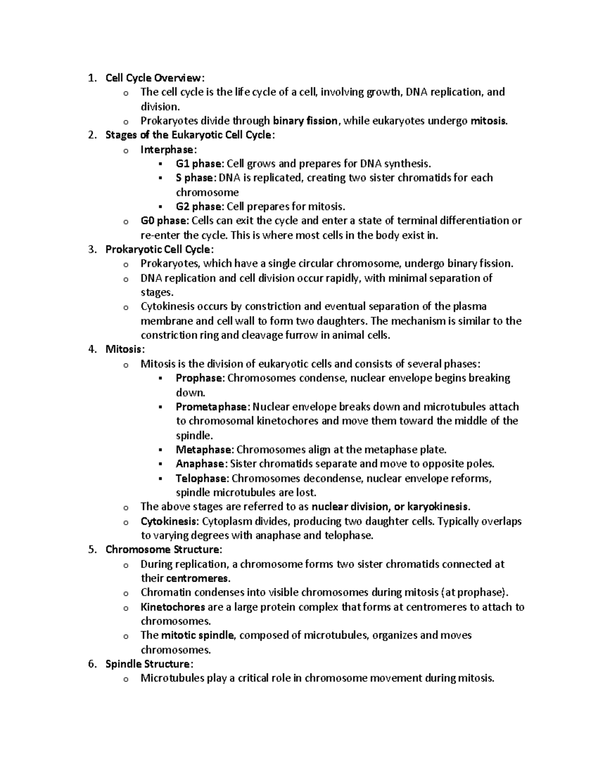 Chapter 7 - Cell Cycle Overview: Lecture Summary Notes - Studocu
