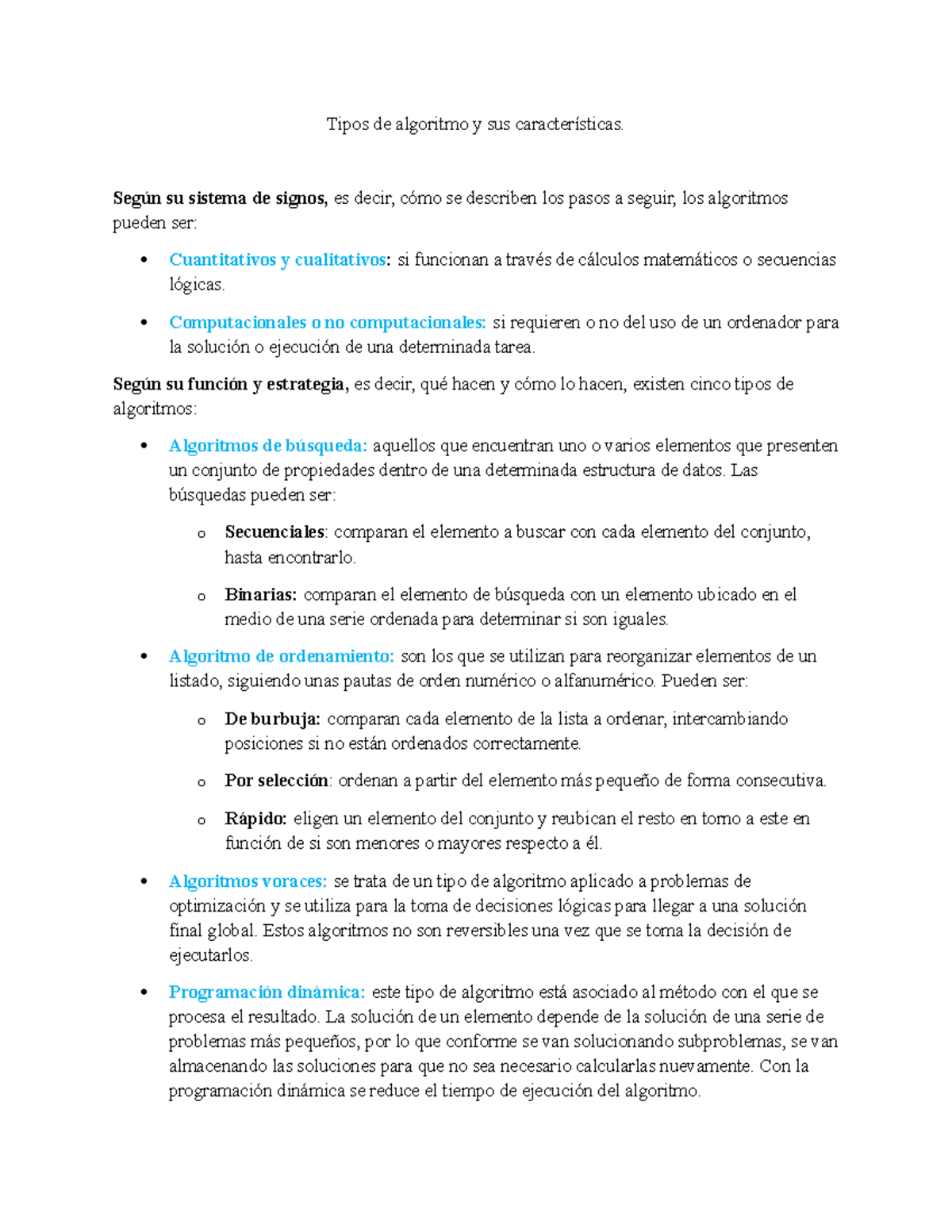 Tipos de algoritmos y sus características: Definición y clasificación ...