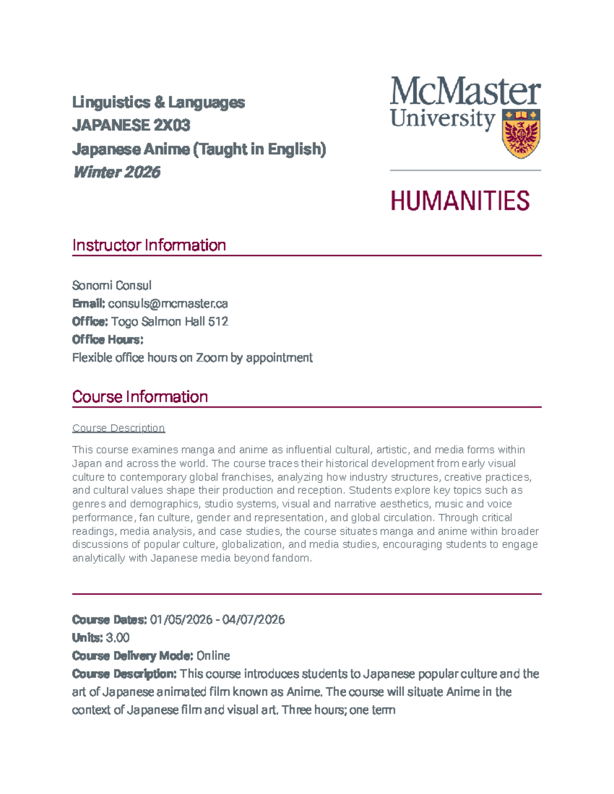 Winter 2026 JAPANESE 2X03: Exploring Japanese Anime and Manga - Studocu