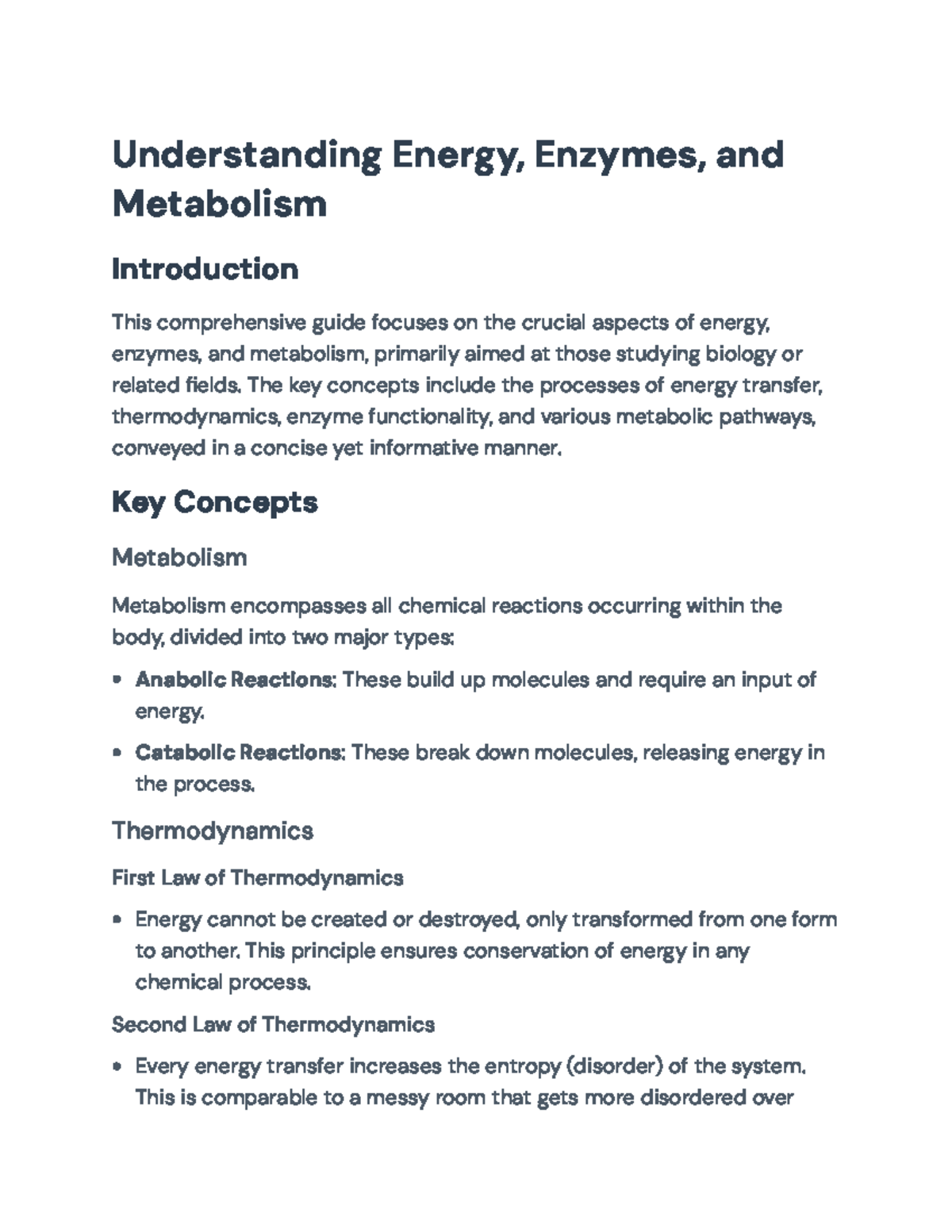Understanding Energy, Enzymes, and Metabolism: A Biology Overview ...