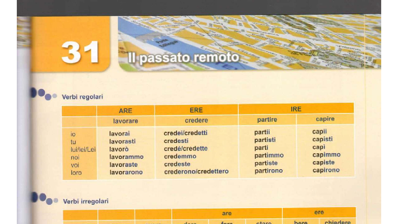31. II Passato Remoto: Verbi Regolari e Irregolari - Studocu