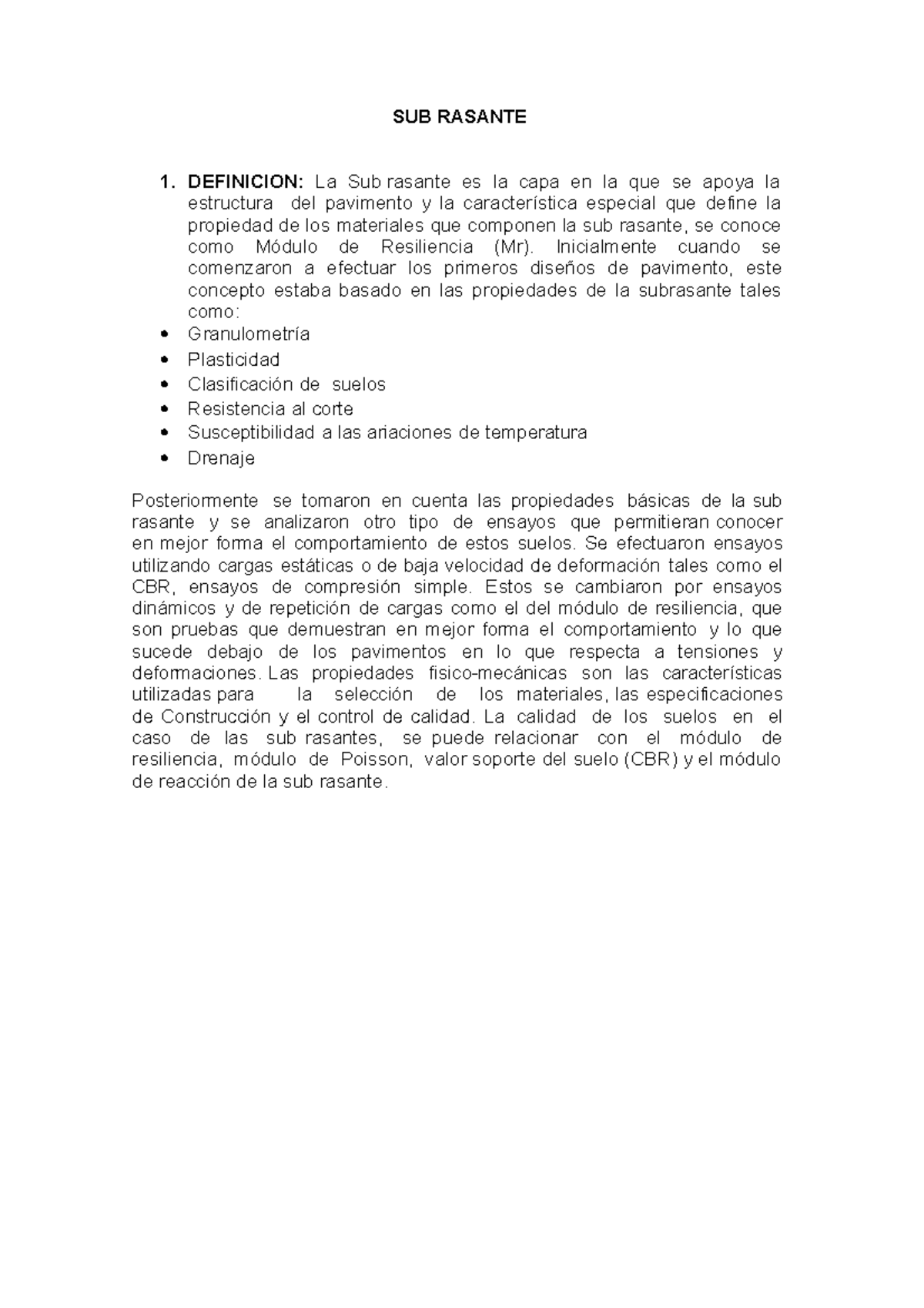 Subrasante- Definicion - SUB RASANTE DEFINICION: La Sub rasante es la ...