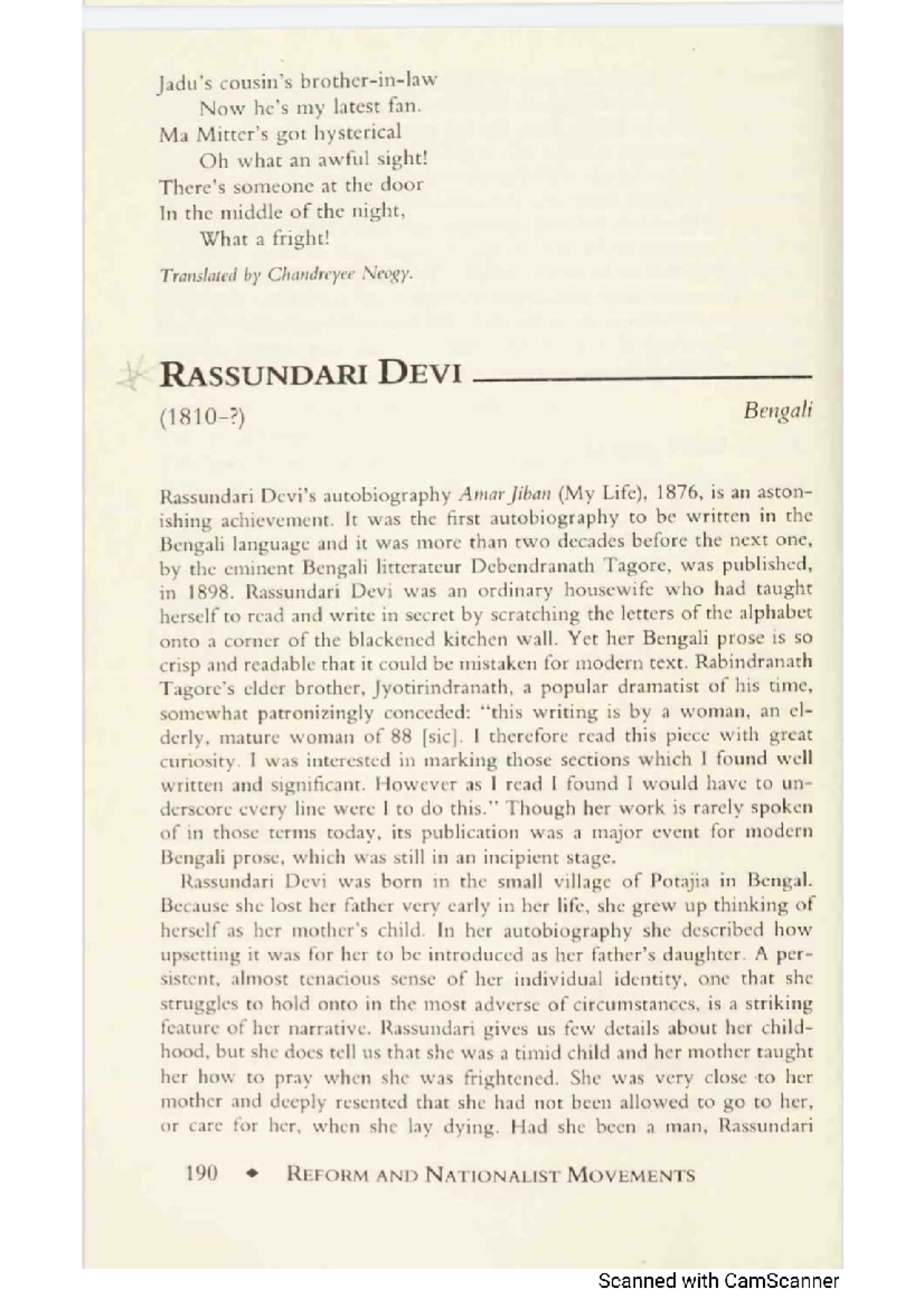Amar Jiban: Insights into Rassundari Devi's Life and Struggles - Studocu