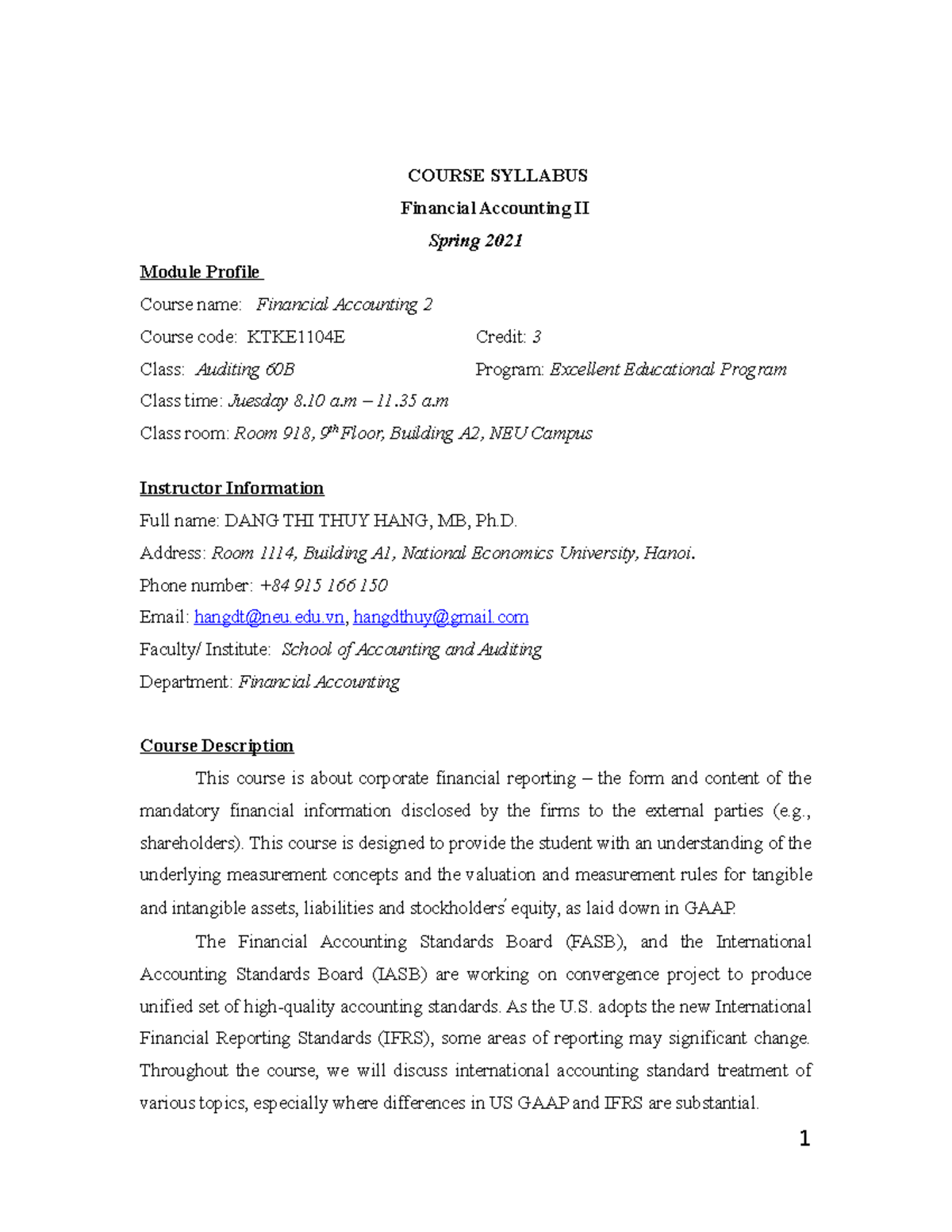 ACCT2 - Financial Accounting II Syllabus for Spring 2021 - Studocu