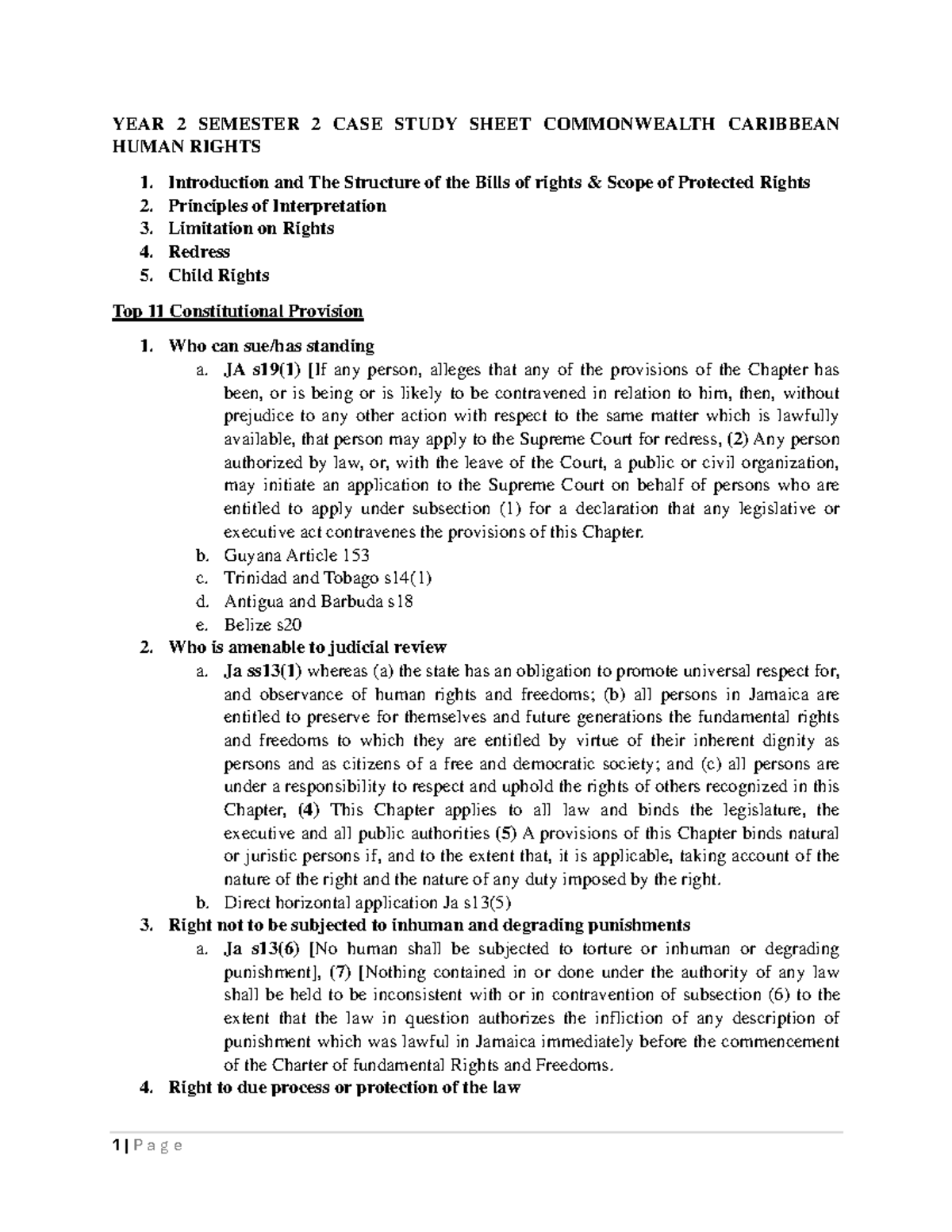 YEAR 2 SEMESTER 2 CASE STUDY NOTES ON COMMONWEALTH CARIBBEAN HUMAN ...