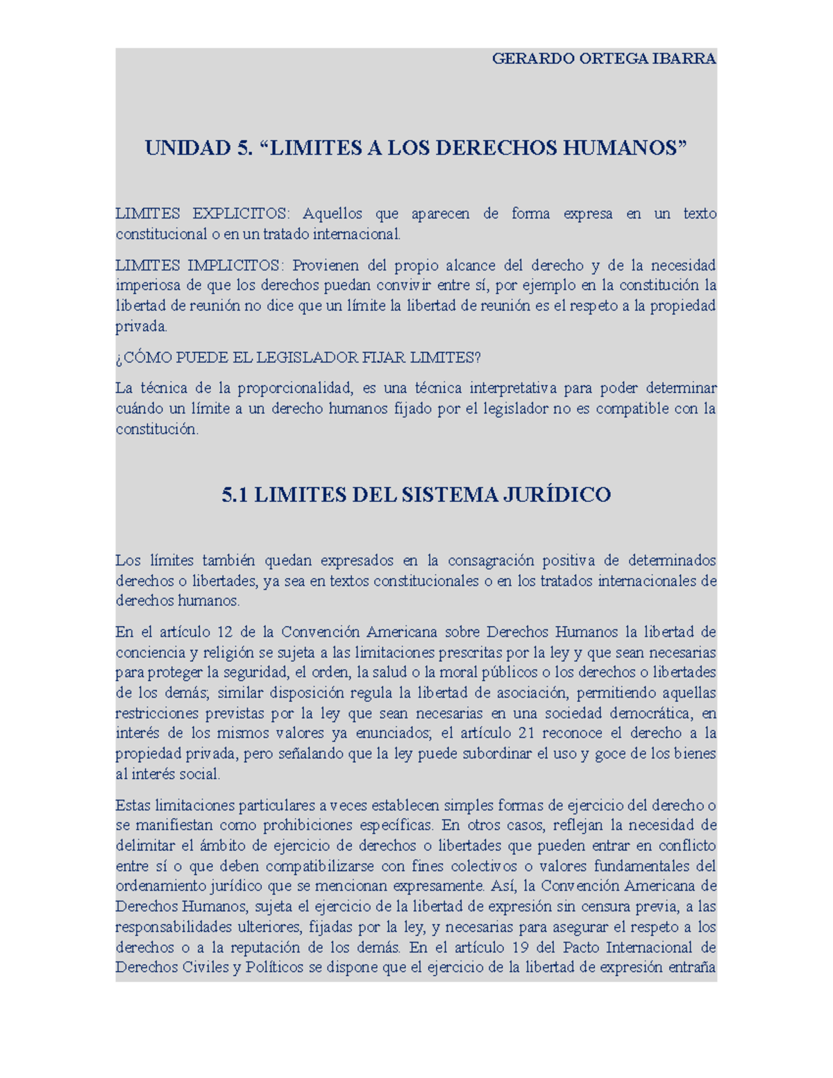LÍMITES A LOS DERECHOS HUMANOS EN CONSTITUCIONES Y TRATADOS - Studocu