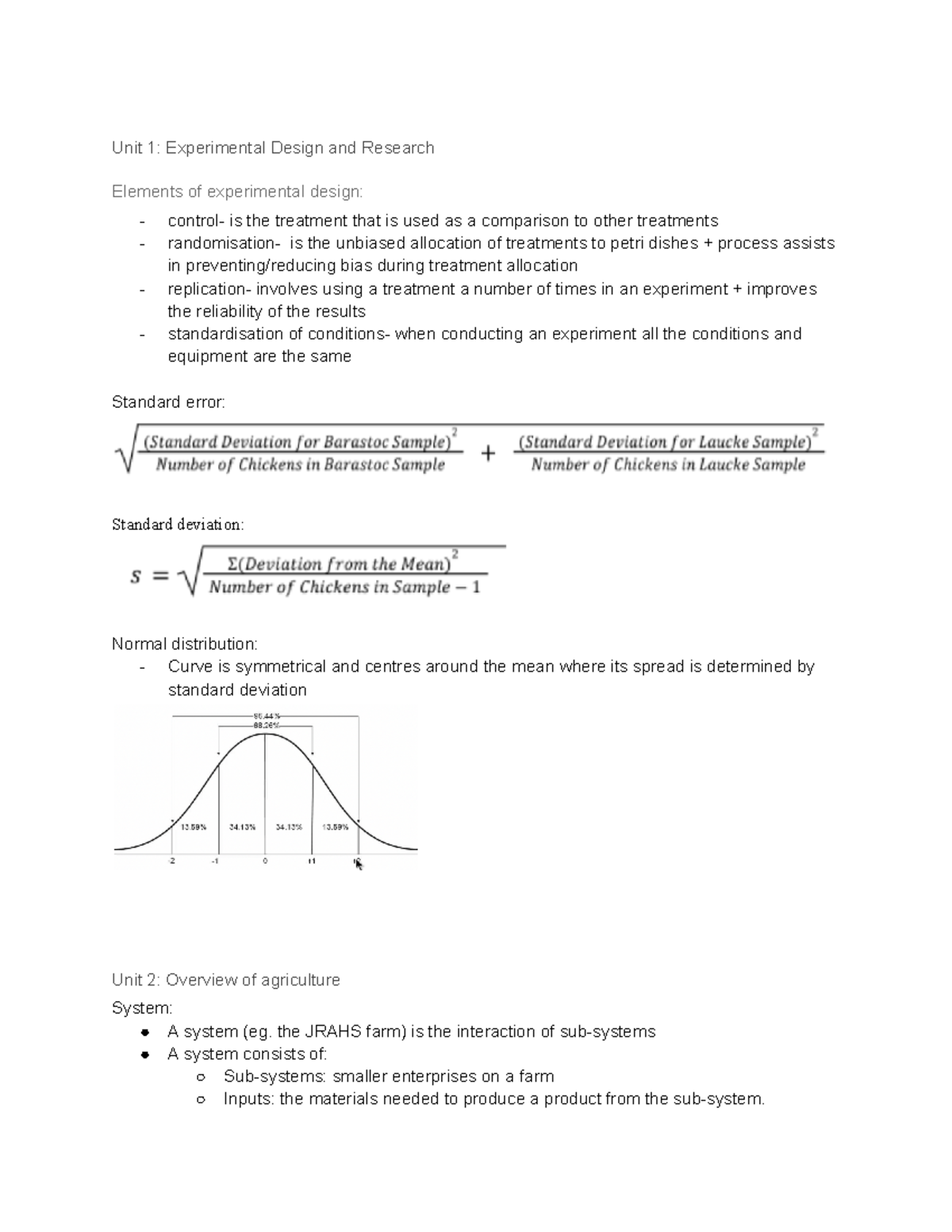 Ag notes prelim - Unit 1: Experimental Design and Research Elements of ...