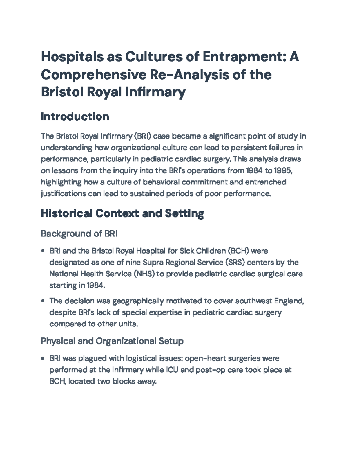 BRI Analysis: Cultural Entrapment in Pediatric Cardiac Surgery - Studocu