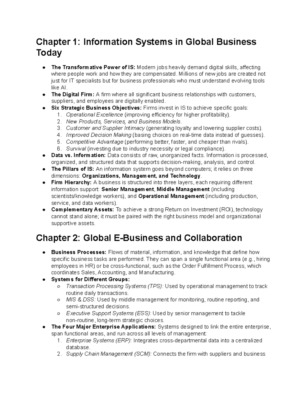 FMGT 2701 Final Exam Study Notes: Information Systems Overview - Studocu