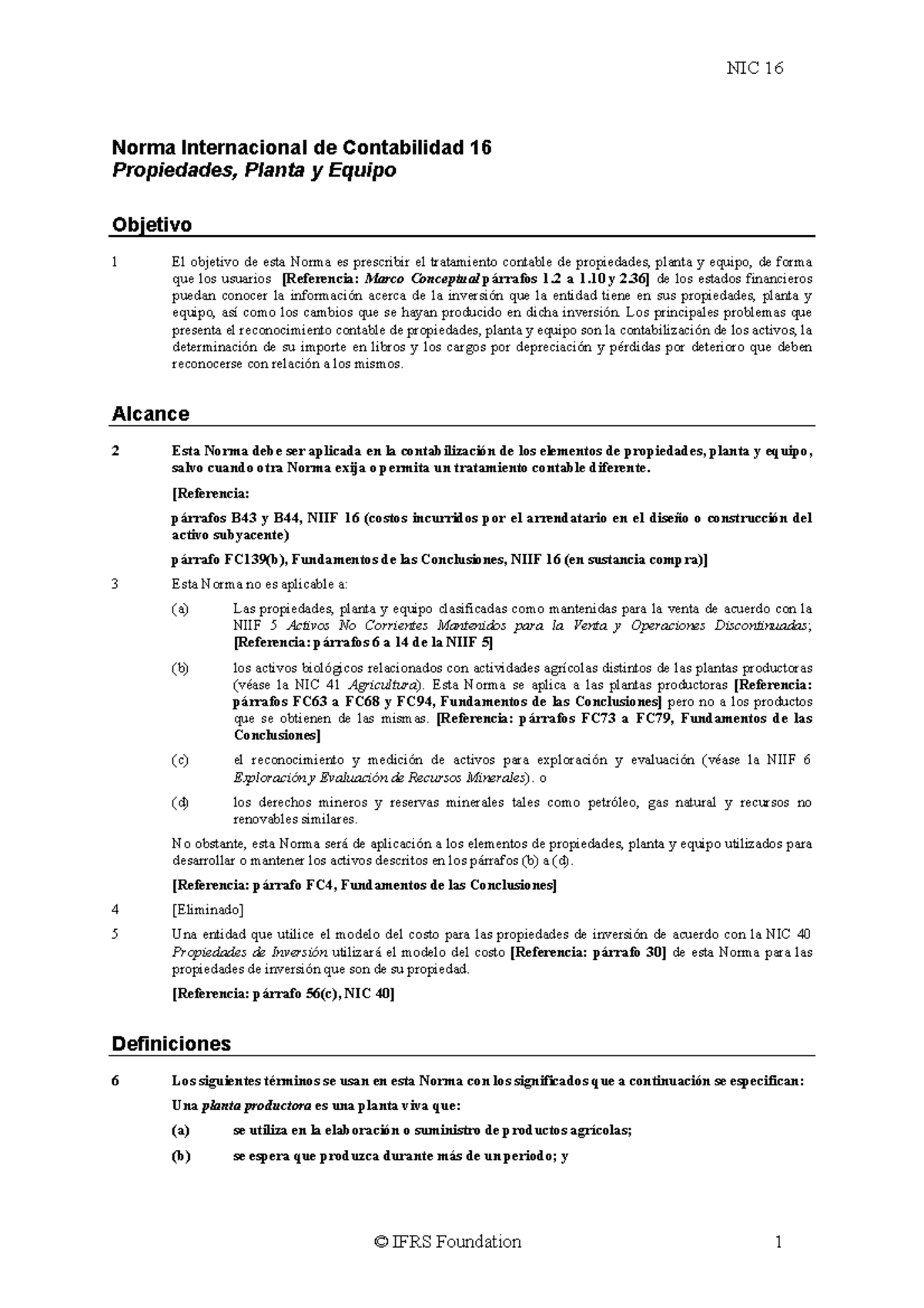 NIC 16 BV2024 Irach - Apuntes sobre Propiedades, Planta y Equipo - Studocu