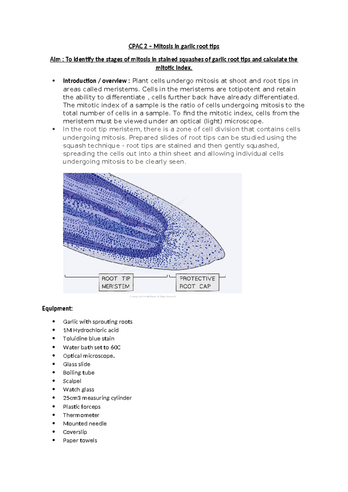 CPAC 2 - Analyzing Mitosis Stages in Garlic Root Tips and Index ...