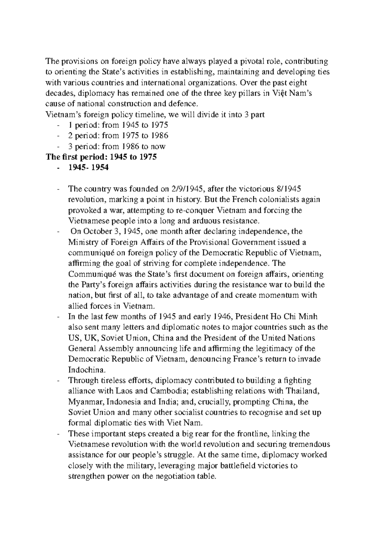 Foreign Policy of Vietnam: Historical Overview (1945-2025) - Studocu