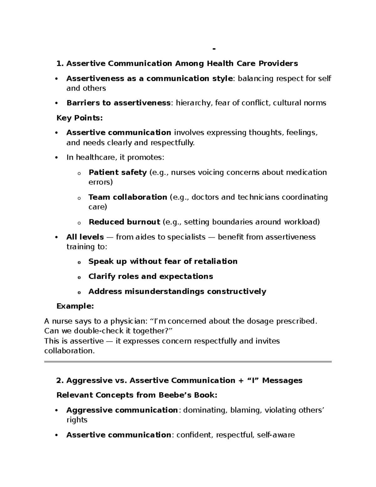 WEEK 5: Assertive Communication in Healthcare Settings - Studocu