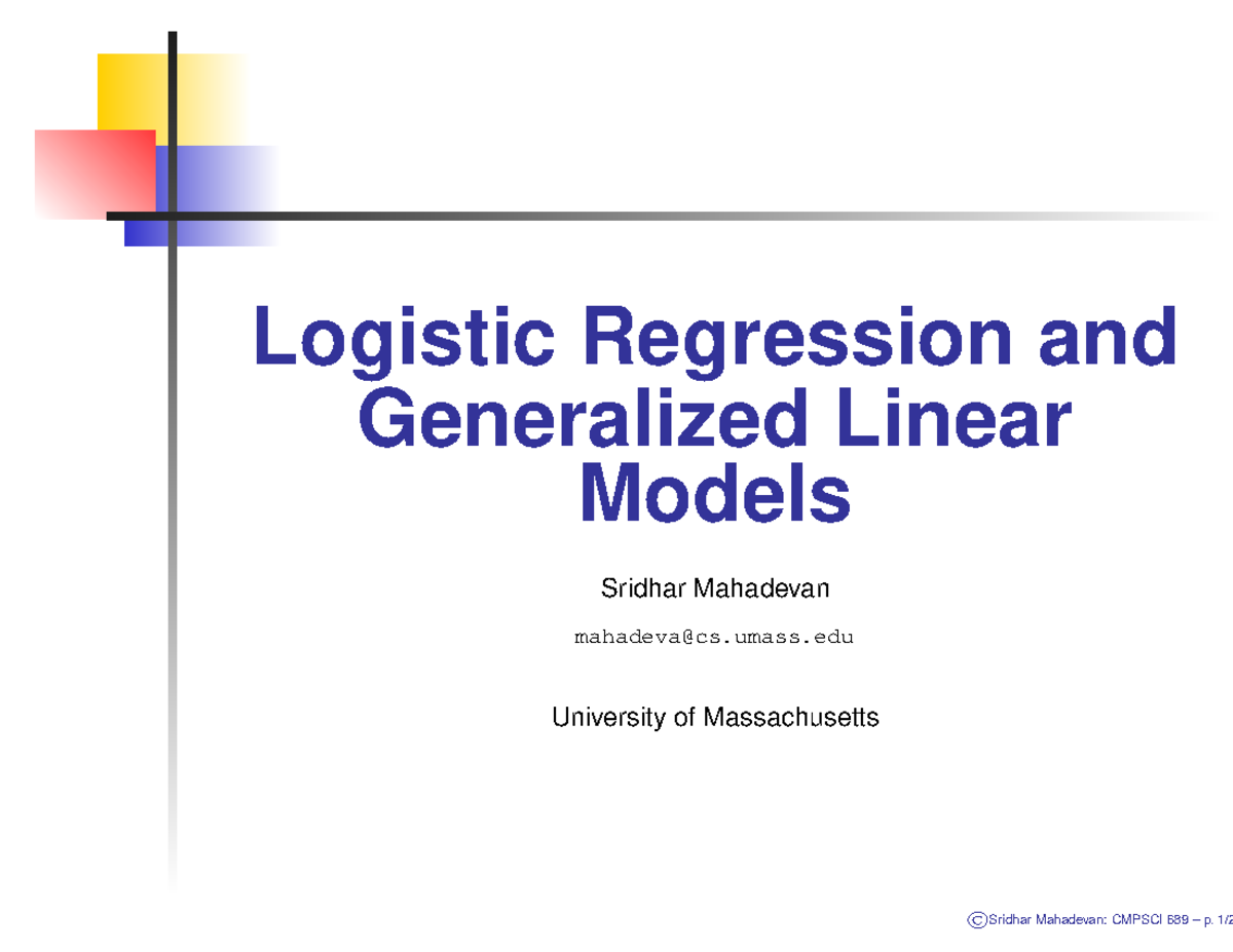 Glm - regression analysis - Logistic Regression and Generalized Linear ...