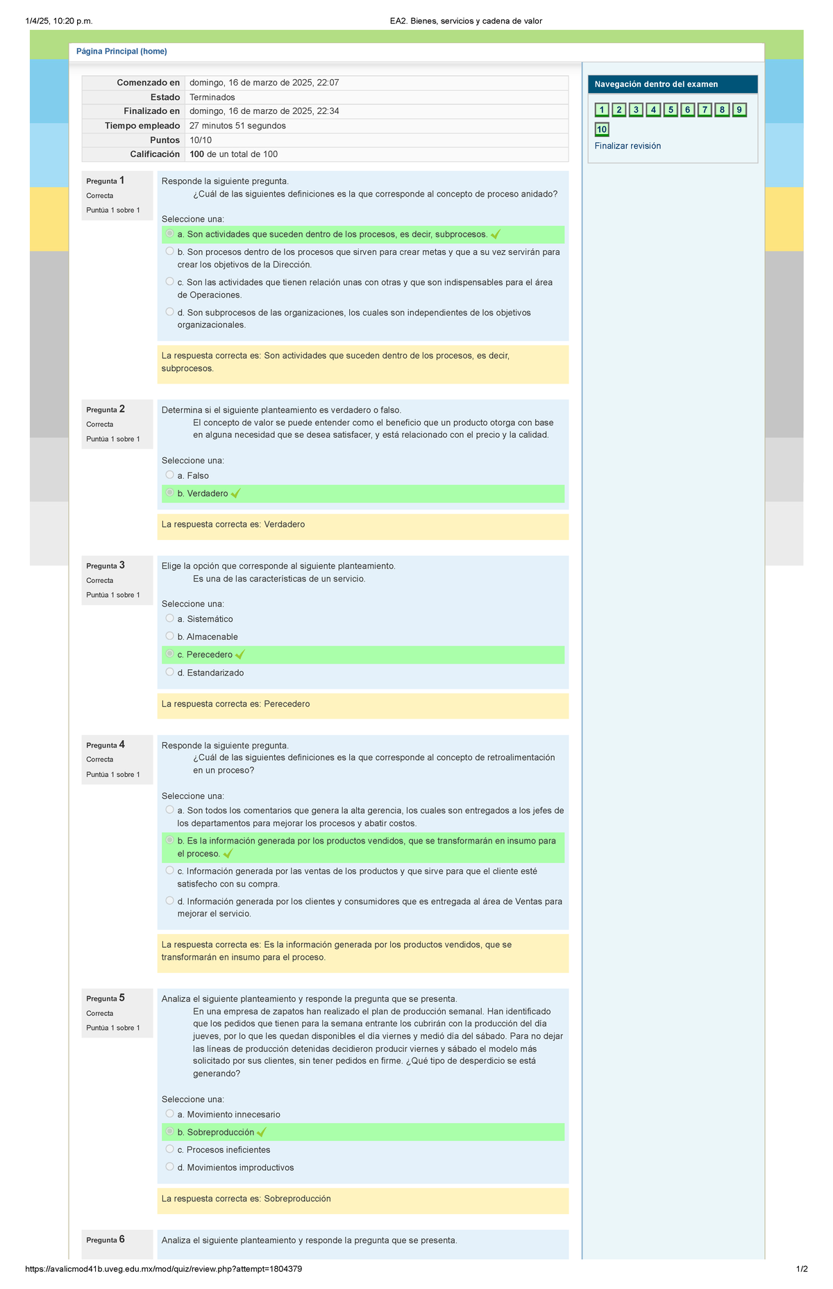EA2. Bienes, Servicios y Cadena de Valor - Examen Final - Studocu