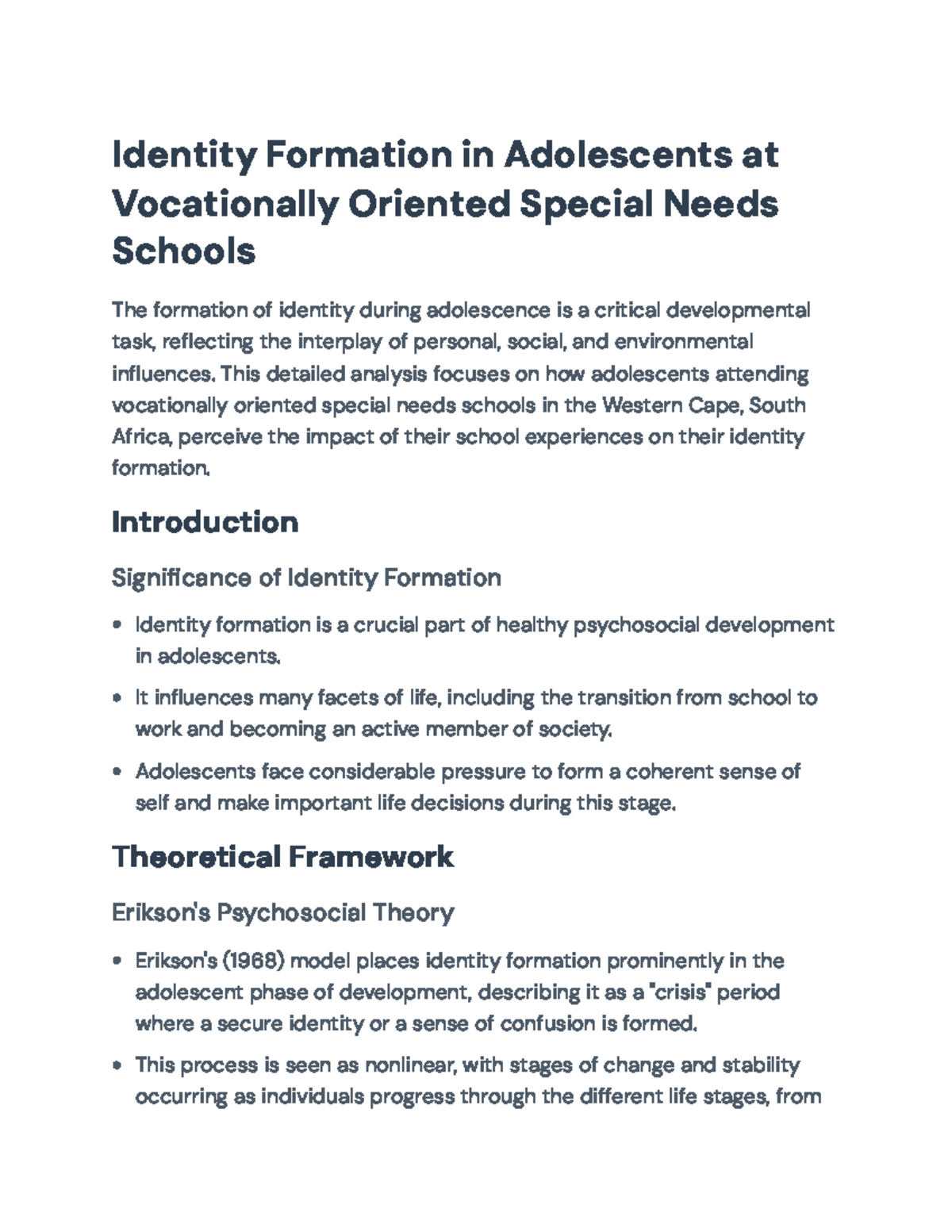 Exploring Identity Formation in Adolescents at Vocational Special Needs ...