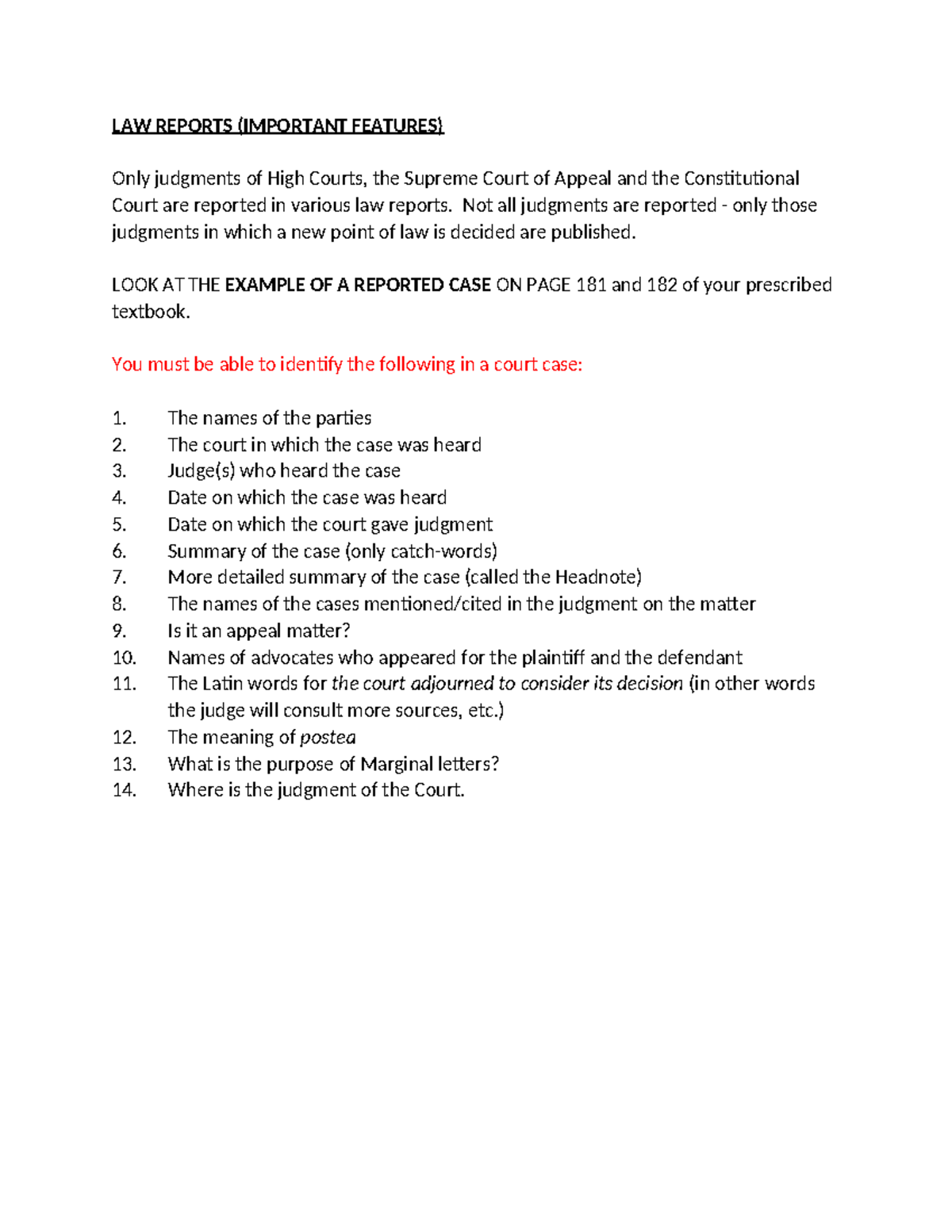 LAW Reports - It teaches you how to make law report, how to find or ...