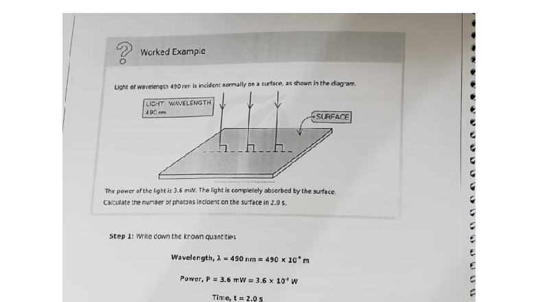 Worked Example: Photon Calculation for Light at 490 nm - Studocu