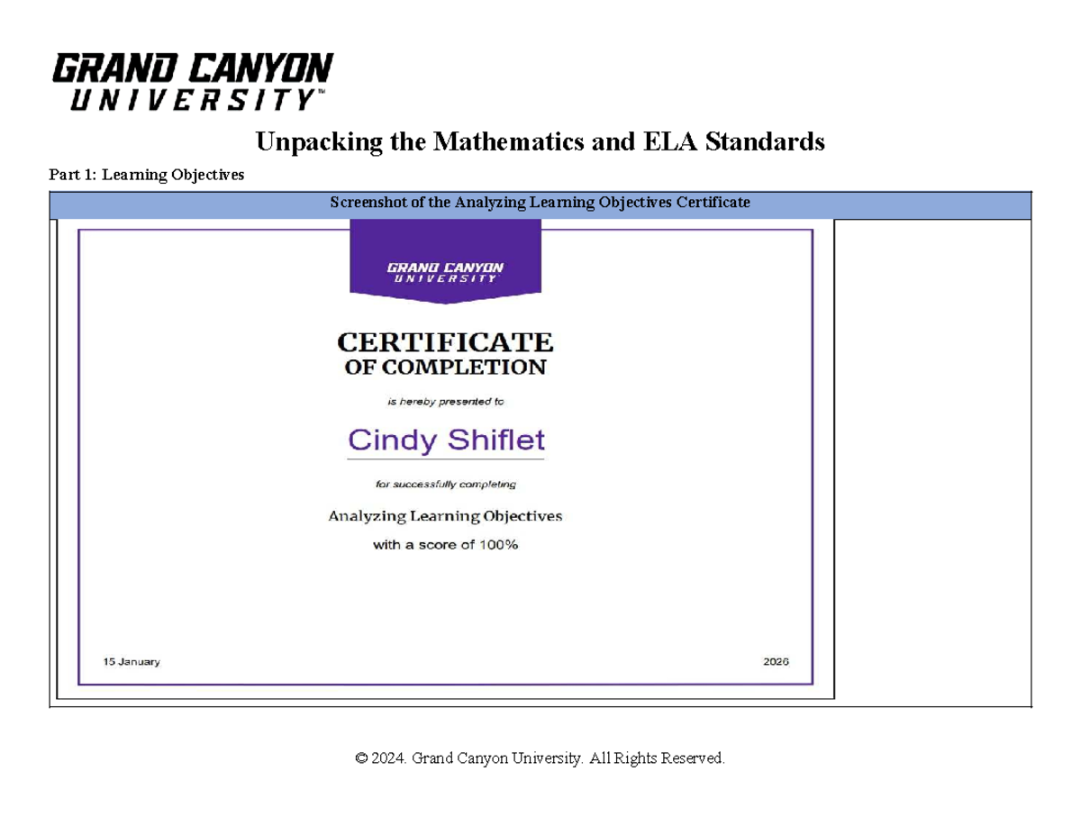 Unpacking the Mathematics and ELA Standards: Learning Objectives Guide ...