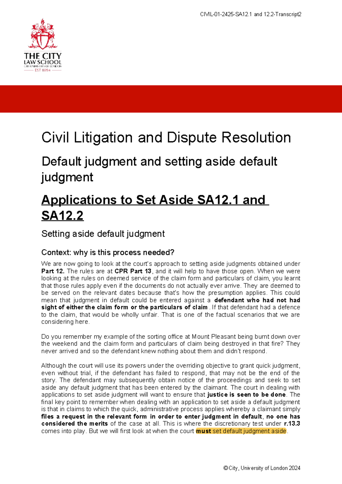 Civil Litigation & Dispute Resolution: Setting Aside Default Judgment ...