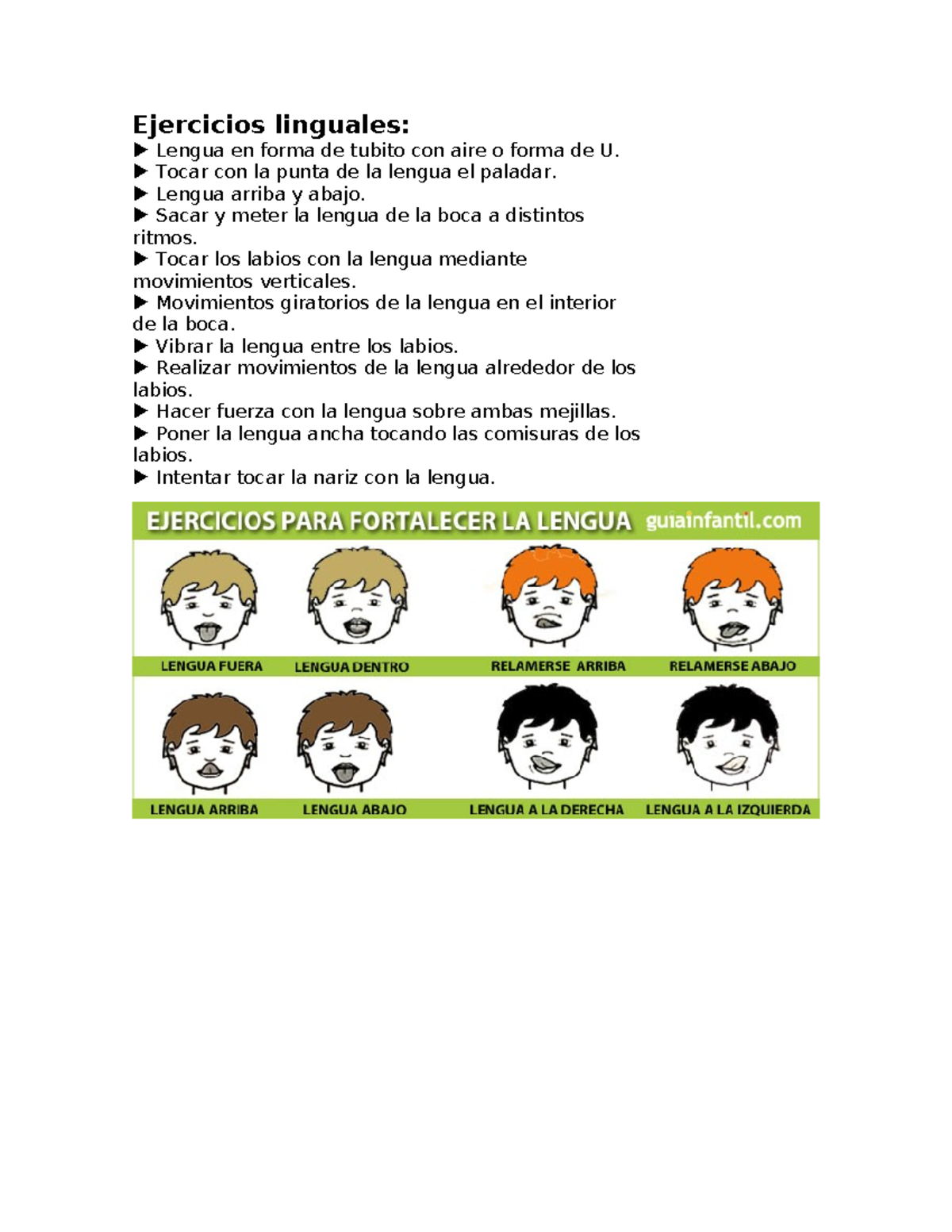 Ejercicios linguales - MATERIAL DE LENGUAJE - Ejercicios linguales: Lengua en forma de tubito ...