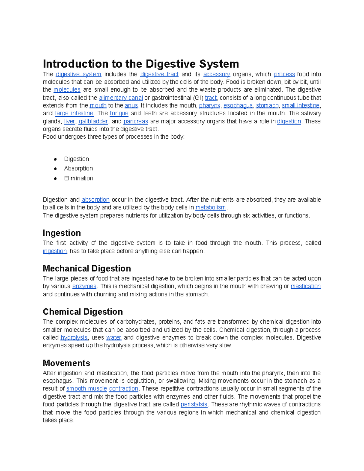 Digestive System Overview - Lec Exam Notes - Studocu