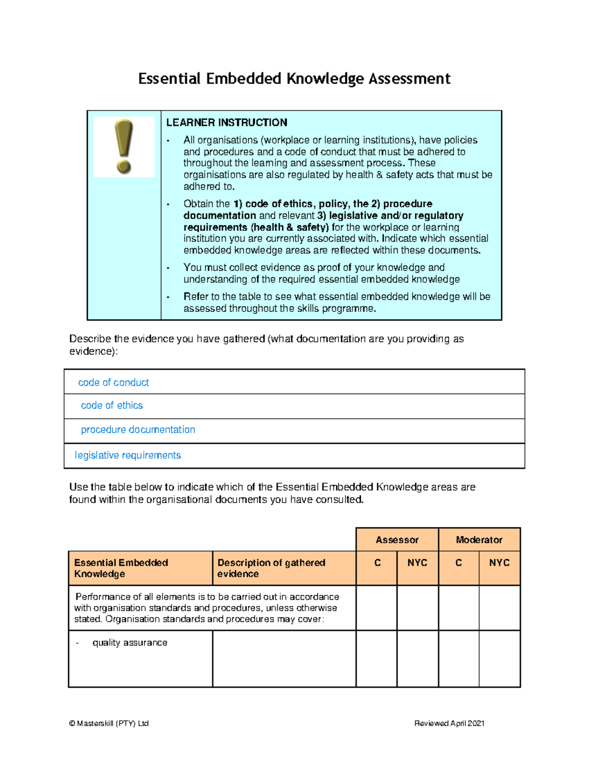 Essential Embedded Knowledge Assessment Guide for Learners - Studocu