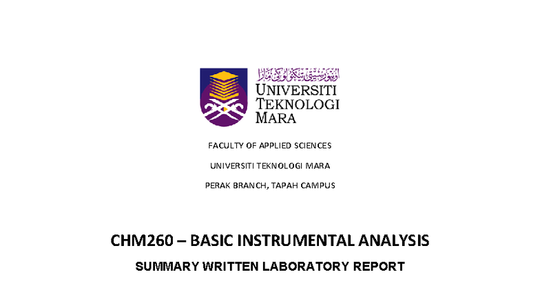 LAB Report EXP 1 CHM260: Analyzing the Visible Spectra of Soft Drinks ...
