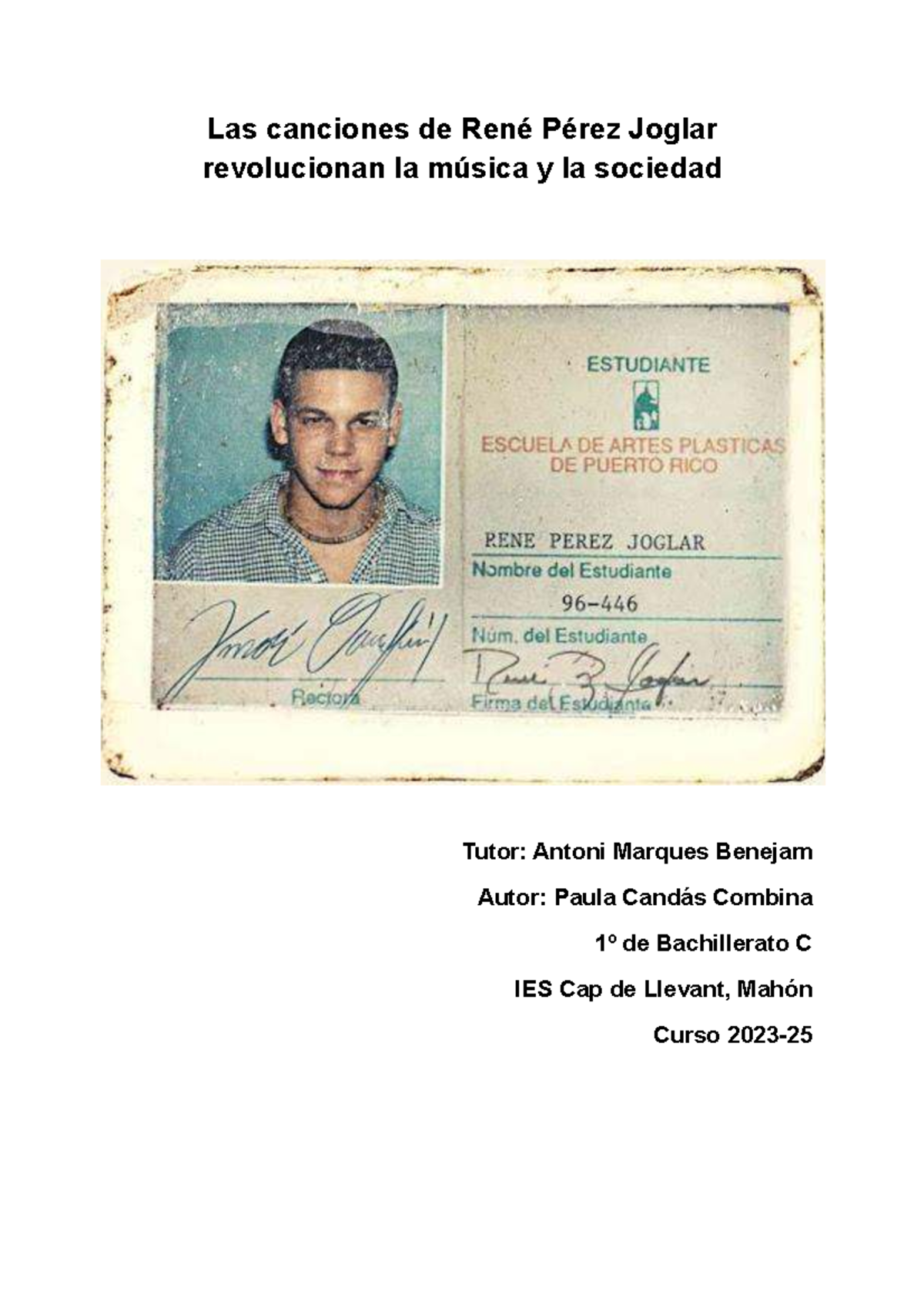 Análisis de la Música y el Impacto Social de René Pérez Joglar (C IES ...