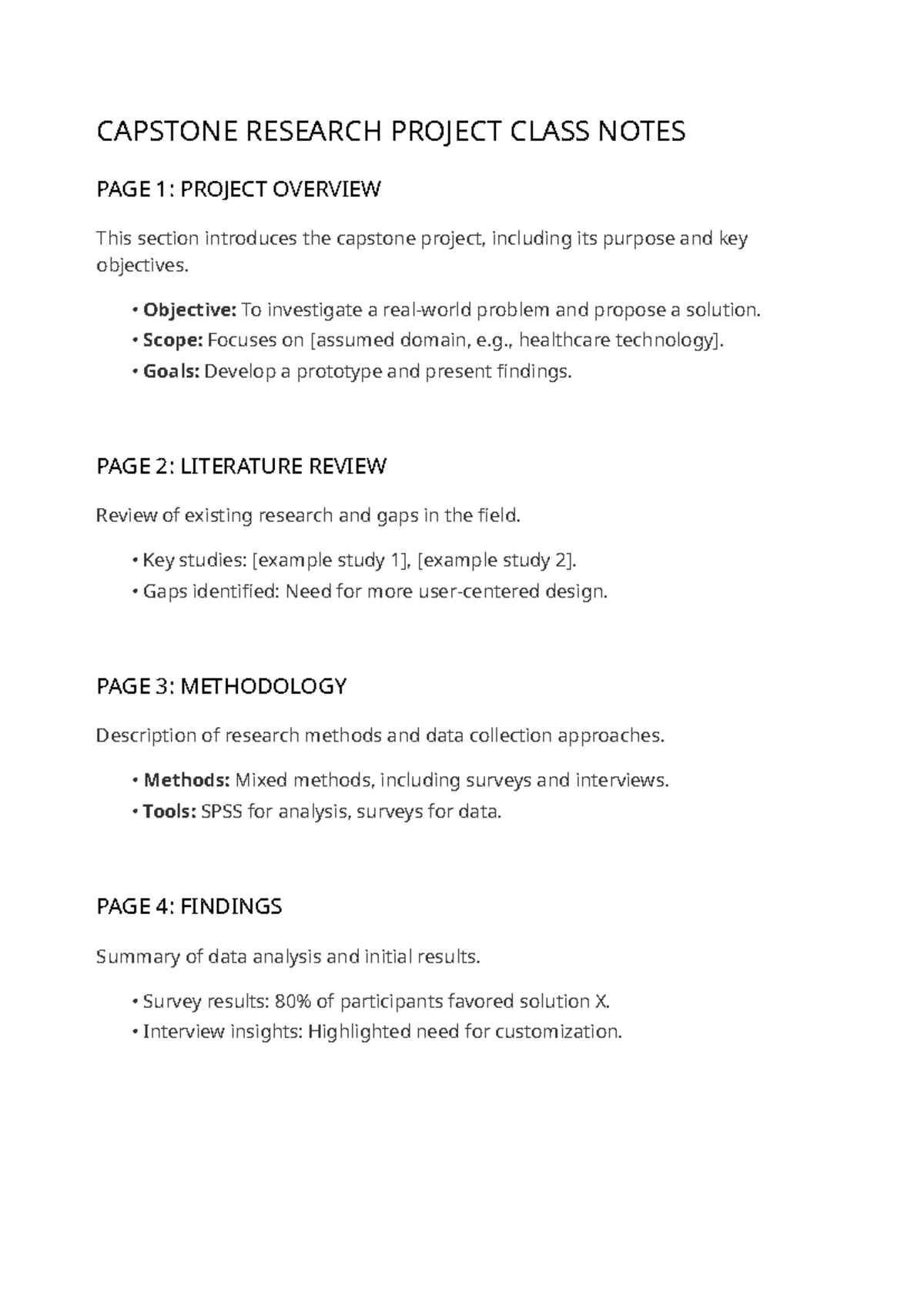 CAPSTONE RESEARCH PROJECT NOTES: OVERVIEW & METHODOLOGY - Studocu