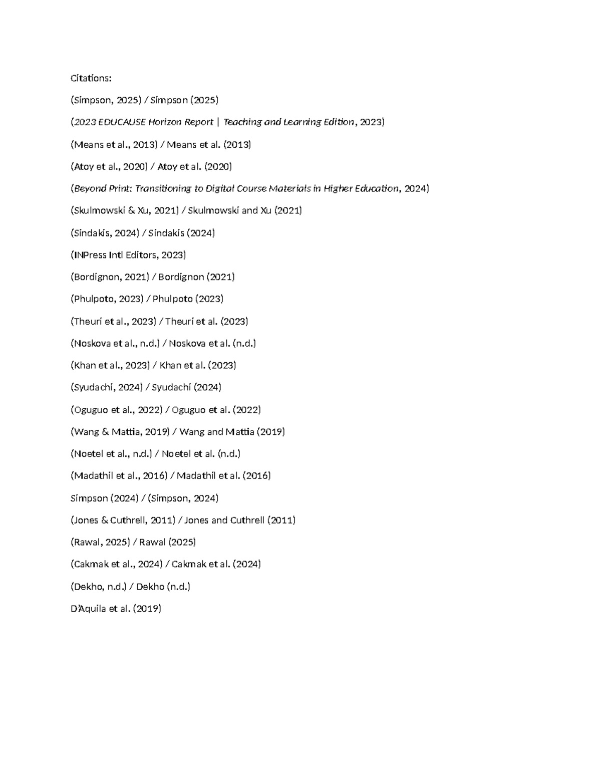 Citations and References for EDU 2023: Digital Learning Insights and ...