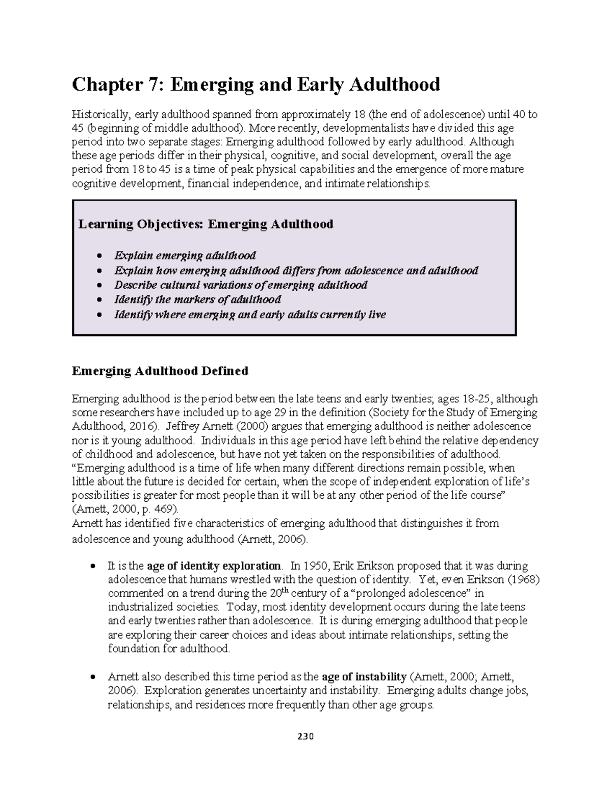 Chapter 7: Emerging and Early Adulthood in Lifespan Development (PSY ...