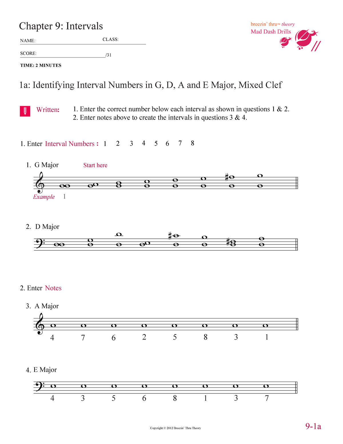 Chapter 9: Interval Identification Drills for G, D, A, E Major - Studocu
