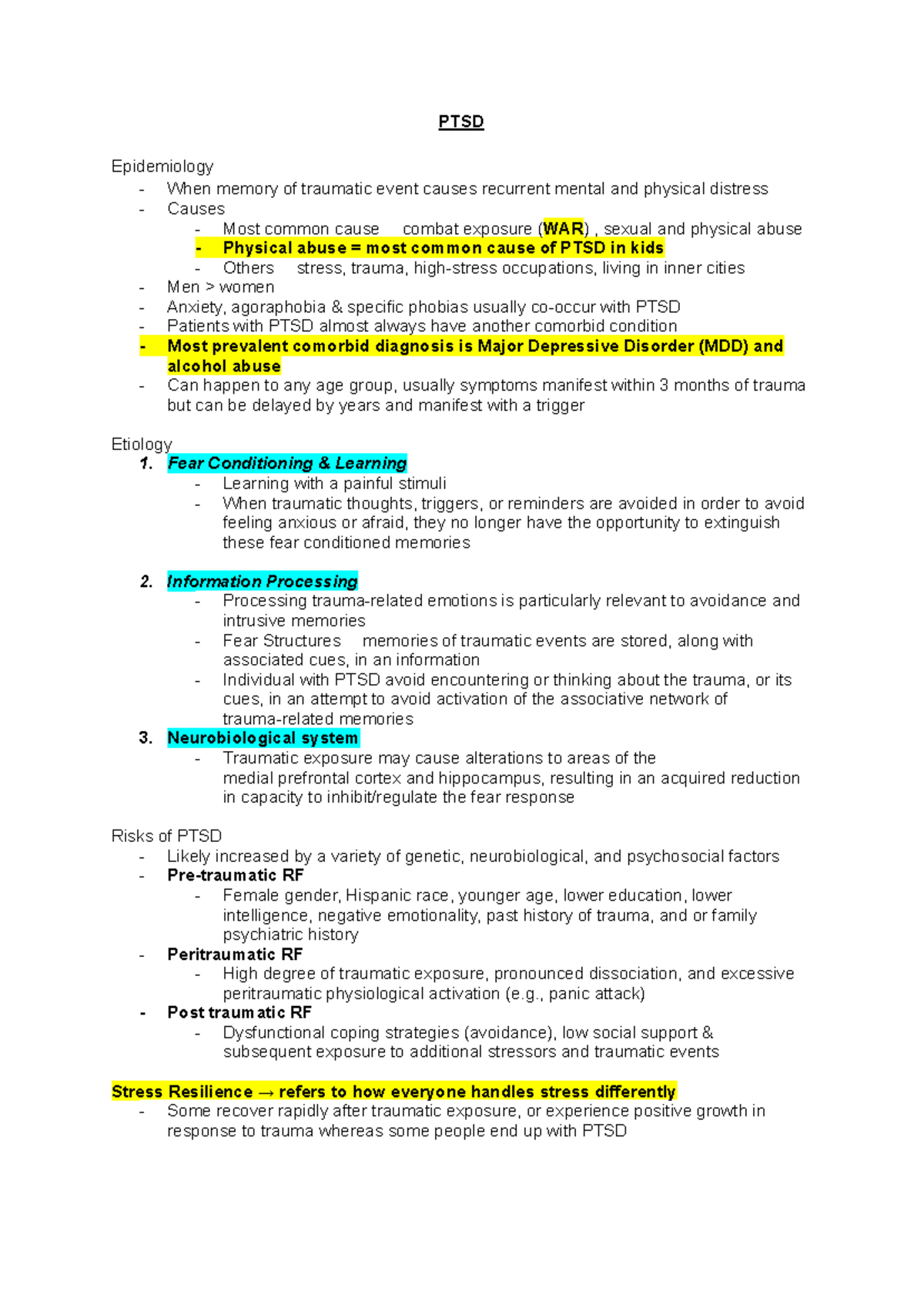 Personality Disorders Study Notes (PSY 201) - Overview & Key Concepts ...
