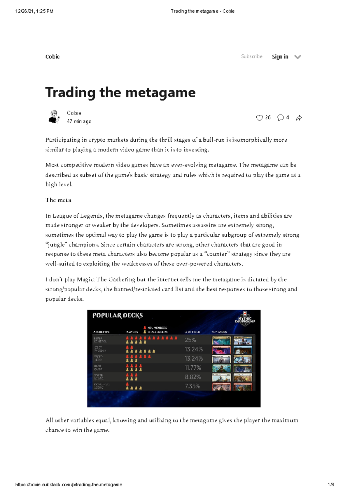 Trading the metagame - Cobie - F4 LW - Studocu