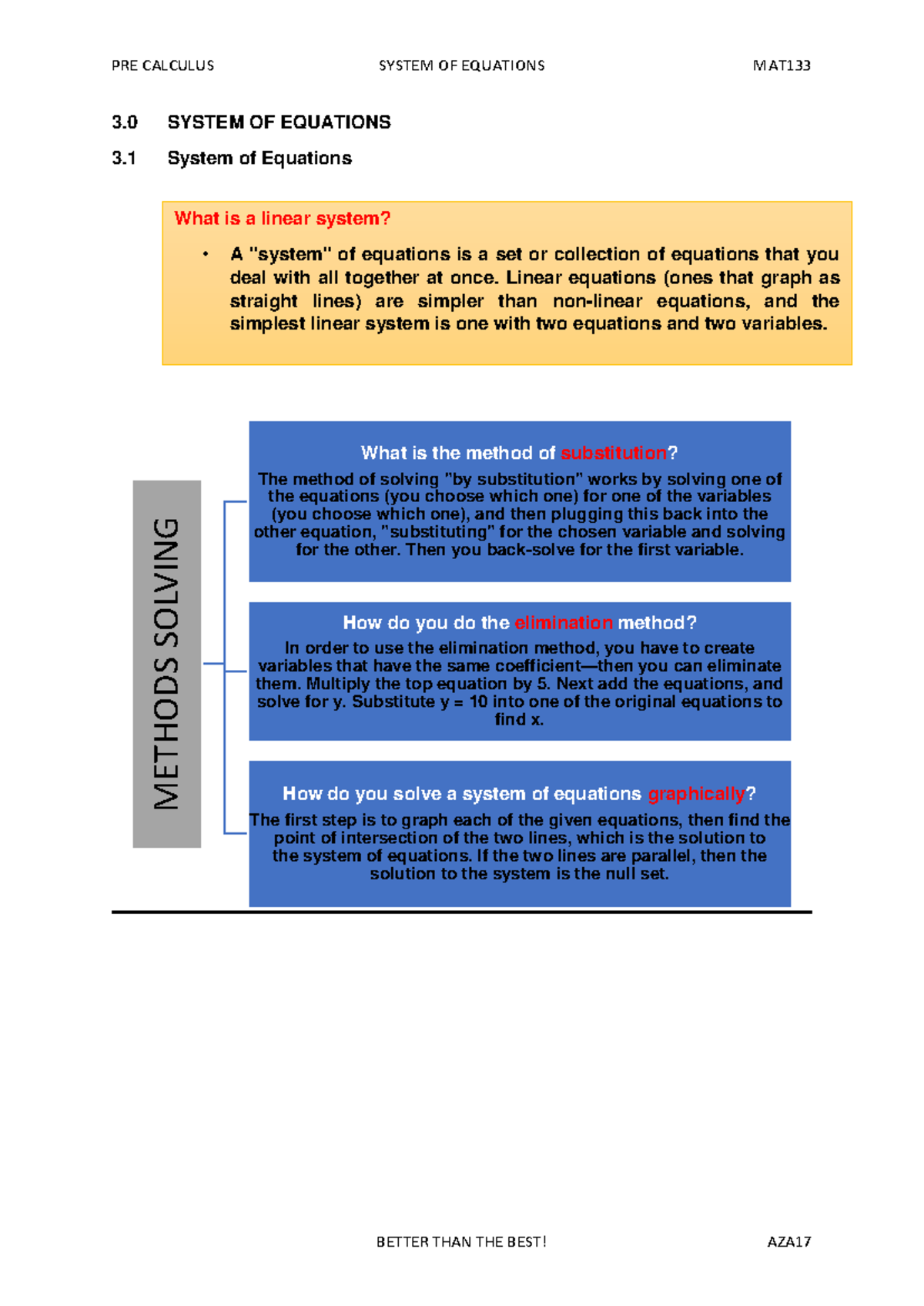 System Equations - MAT133 - 3 SYSTEM OF EQUATIONS 3 System of Equations ...
