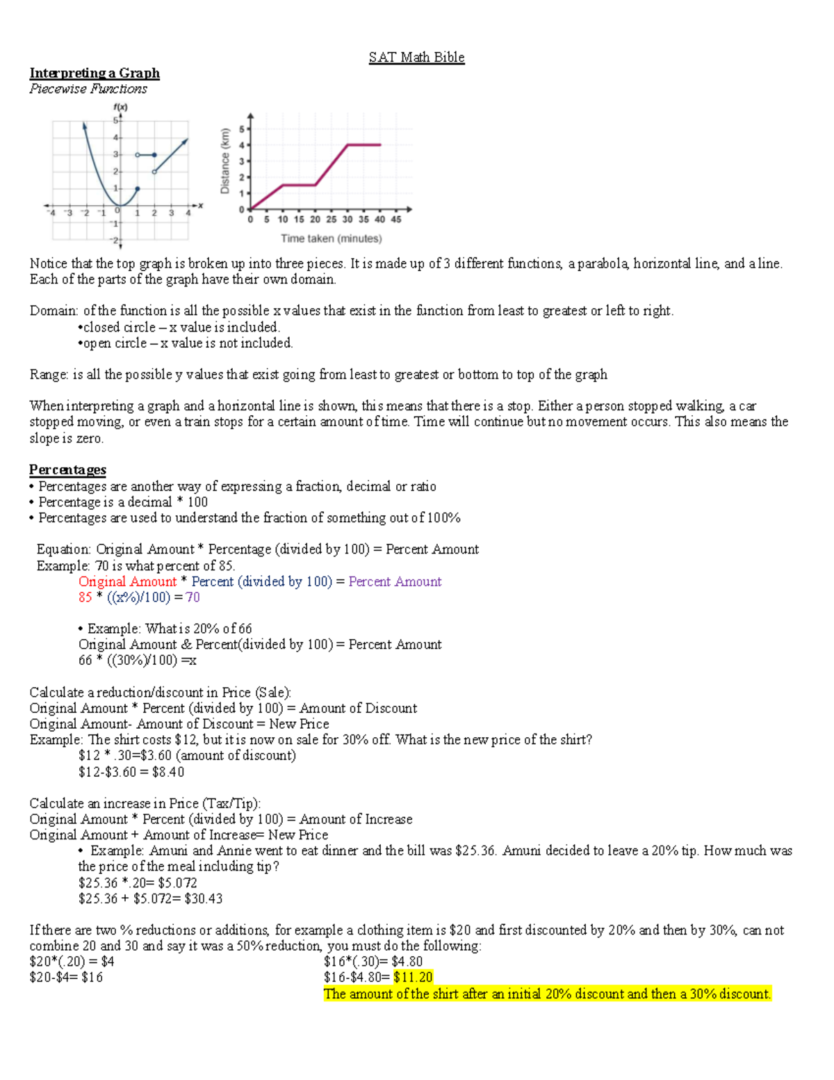 SAT Math Bible: Interpreting Piecewise Functions and Graphs - Studocu