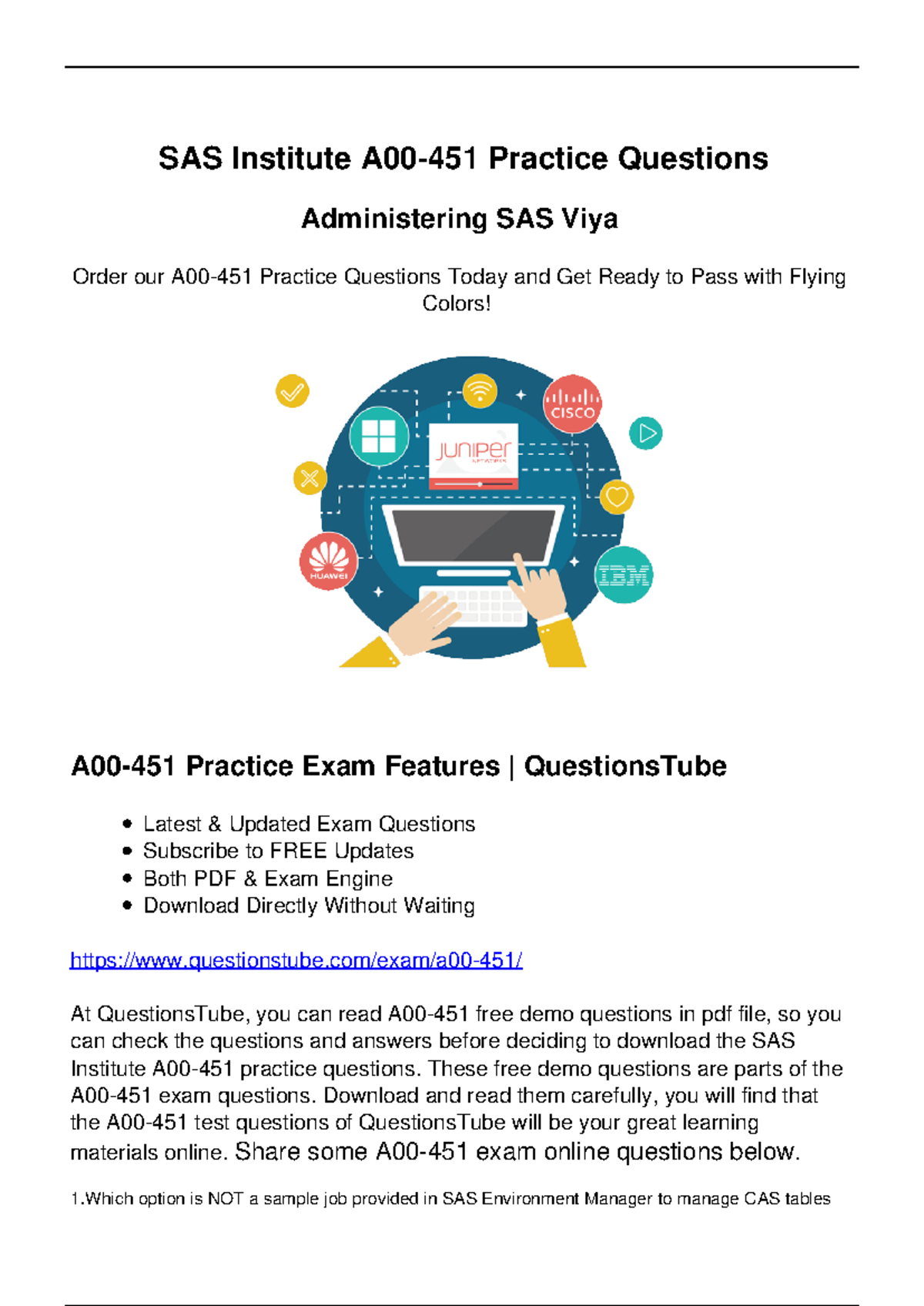 Fresh SAS A00-451 Practice Questions - 2024 Quick Preparation Materials ...