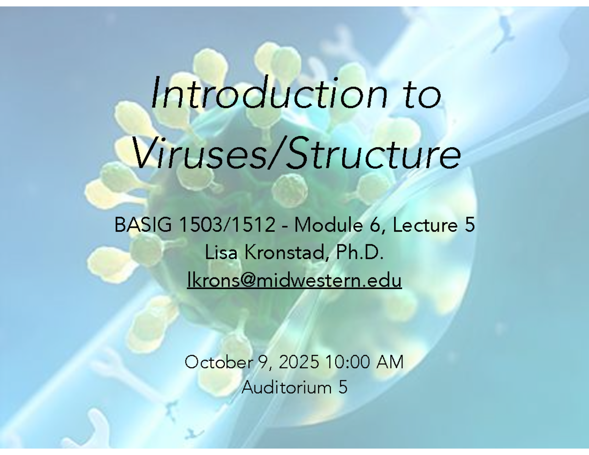 Introduction to Viruses and Their Structure - BASIG 1503/1512 Lecture 5 ...