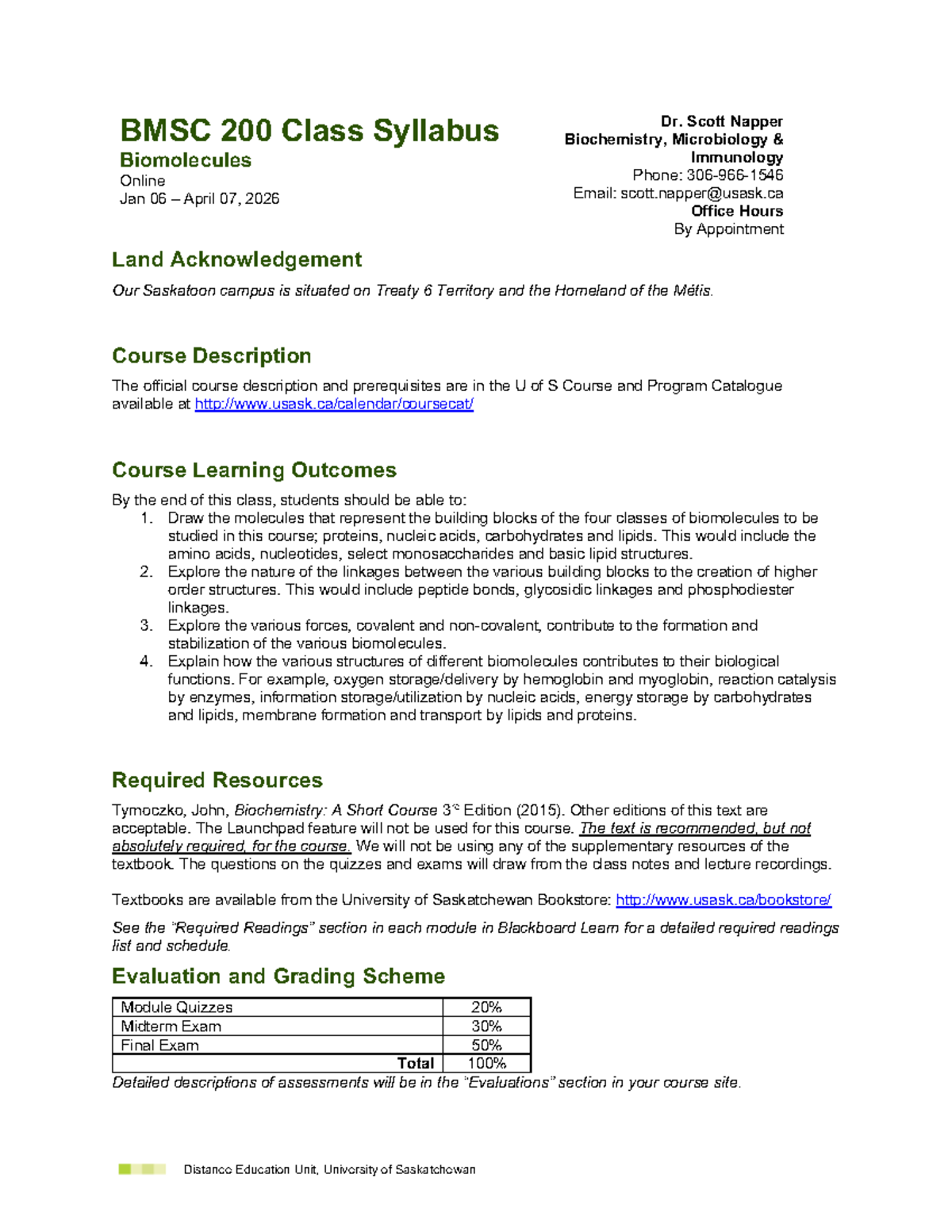 BMSC 200 Syllabus: Biomolecules Course Overview (Winter 2026) - Studocu