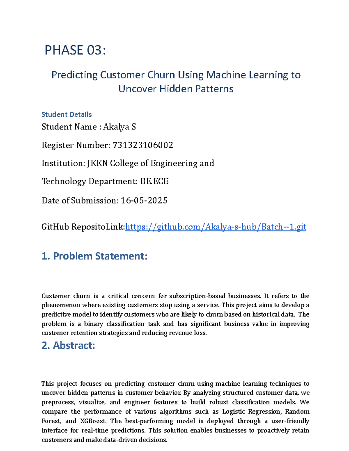 PHASE 03: Customer Churn Prediction Using ML Techniques and Insights ...
