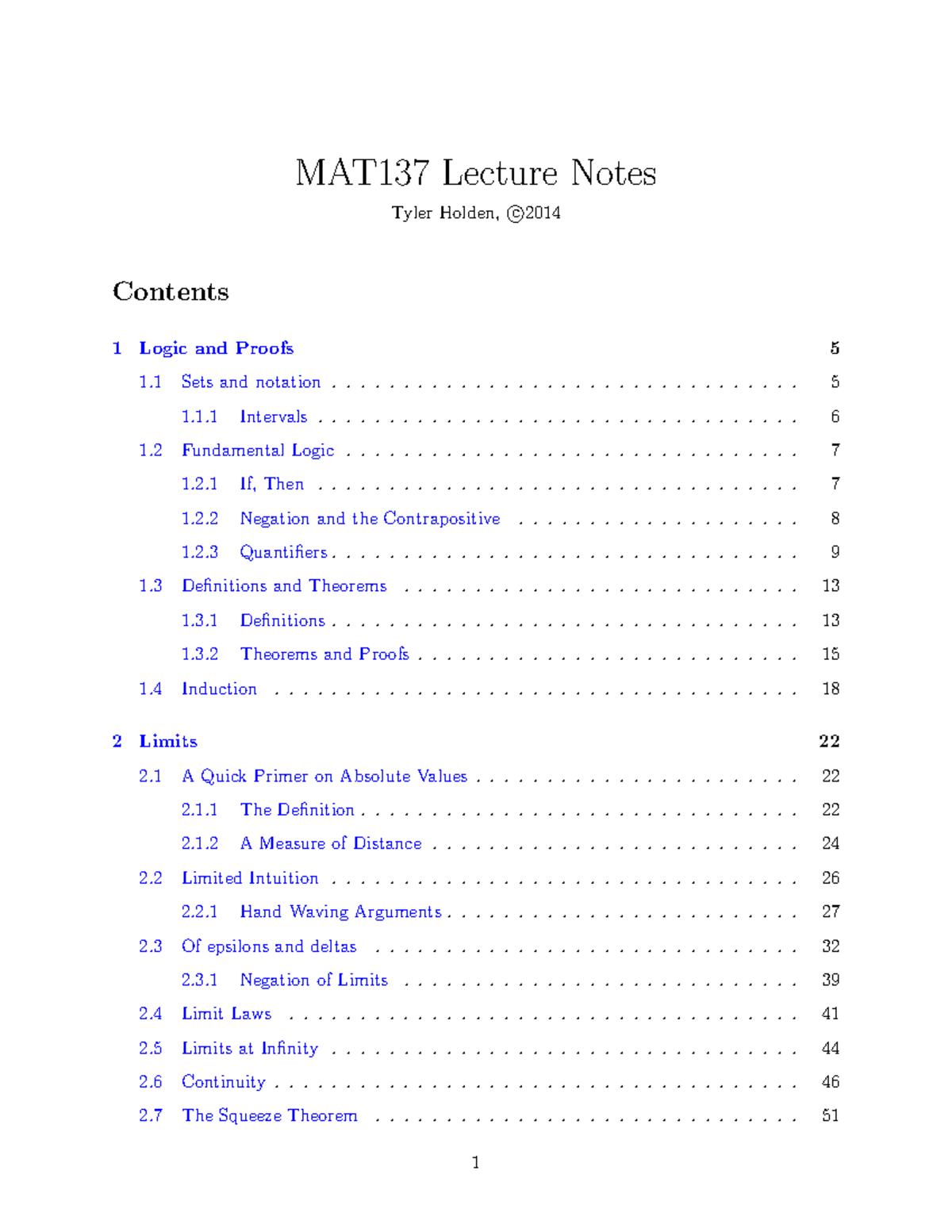 MAT137 Lecture Notes by Tyler Holden - Studocu