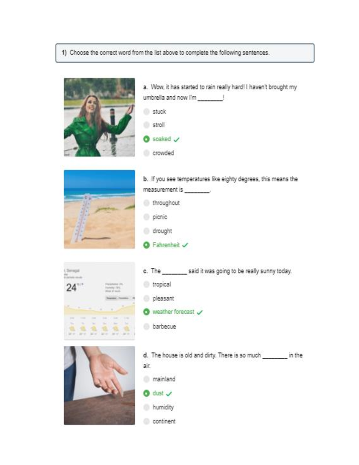 1-2 Vocabulary Practice: Weather Terms Completion Exercise - Studocu