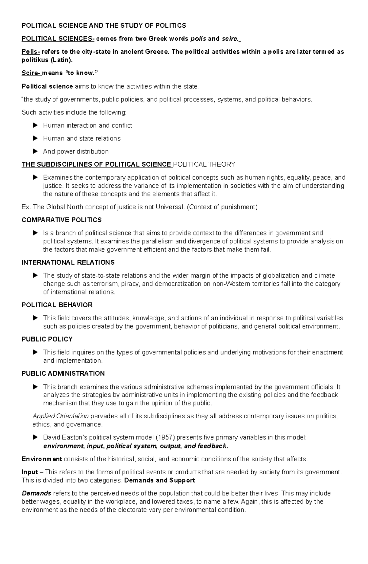 Political Science AND THE Study OF Politics - POLITICAL SCIENCE AND THE ...
